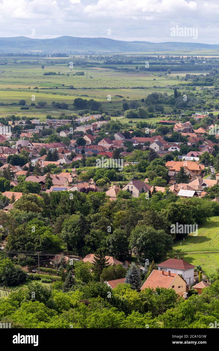 View of the village Tarcal from the Blessing Christ Statue in Hungary ...