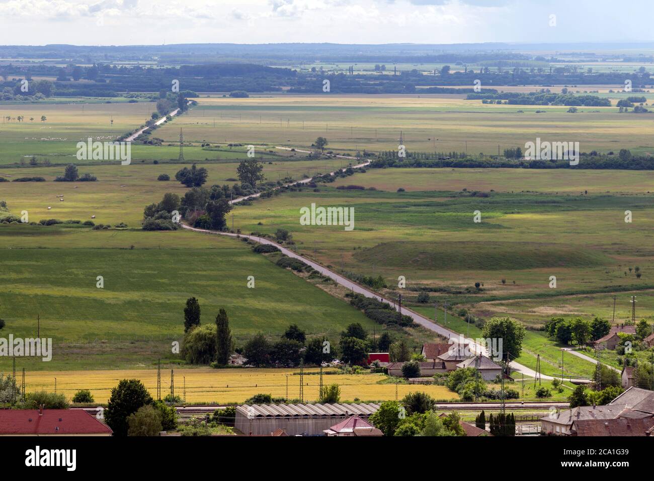 View of the village Tarcal from the Blessing Christ Statue in Hungary ...