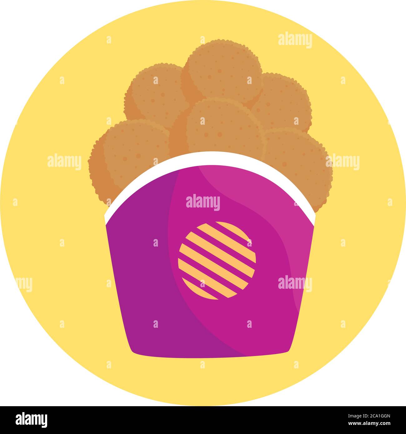 fast food fried chicken in frame circular, on white background Stock ...