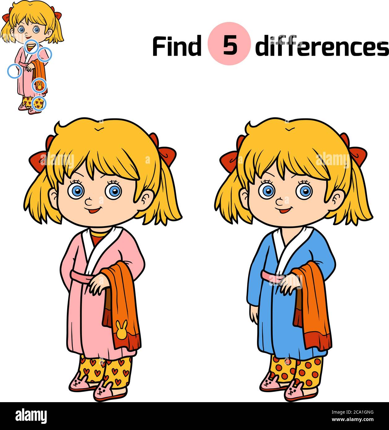 Find differences, education game for children, Girl Stock Vector Image ...