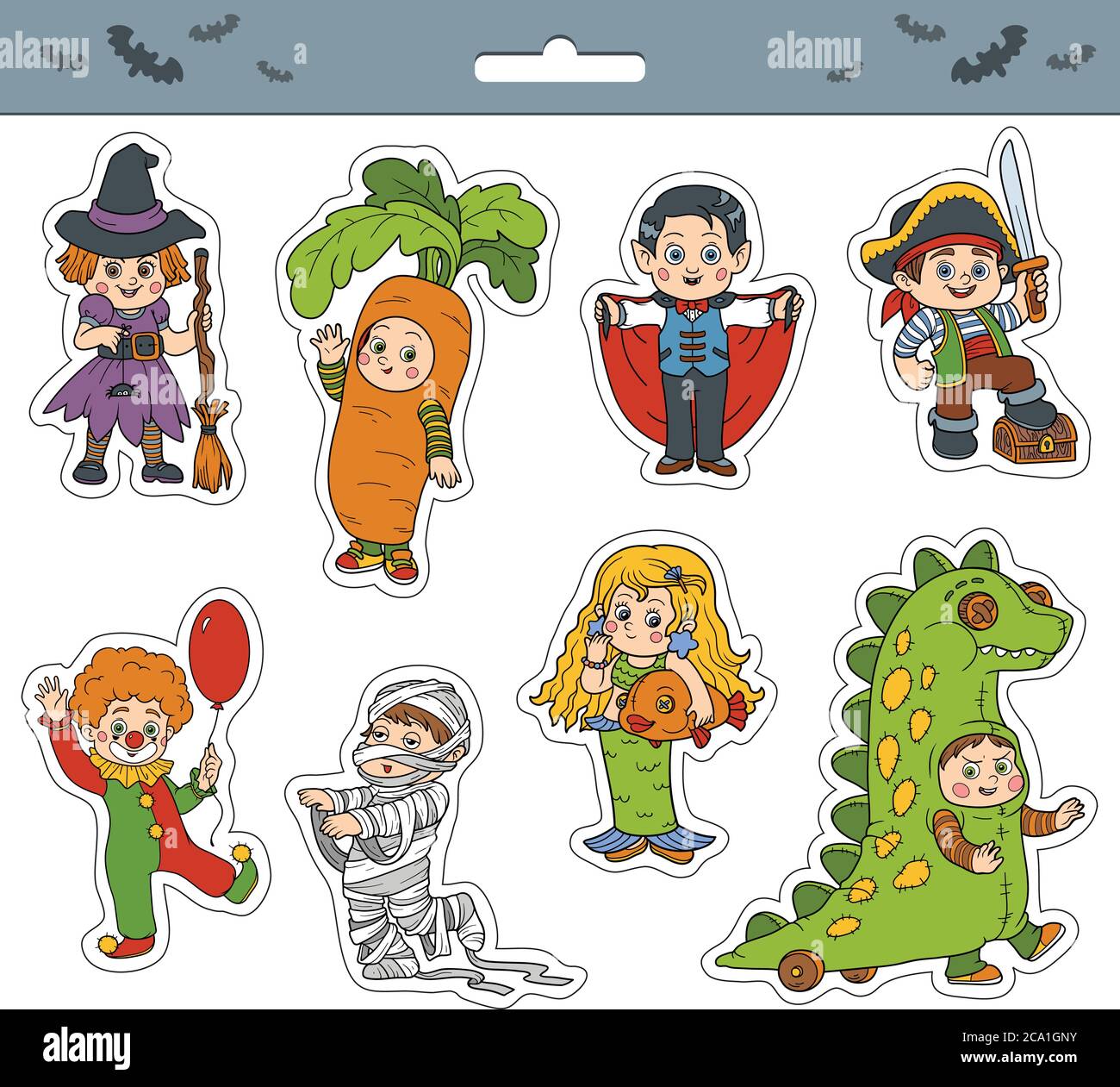 Vector set of Halloween children characters, color cartoon collection ...