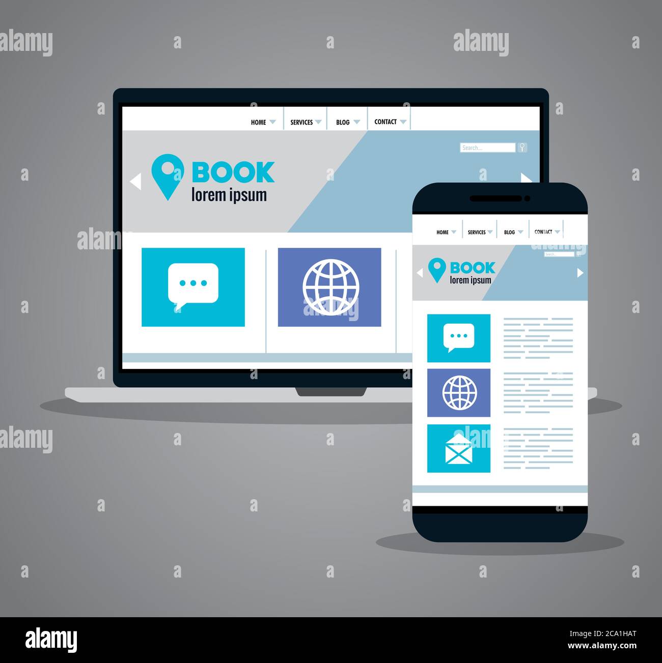 mockup responsive web, concept website development in laptop and smartphone Stock Vector Image ...