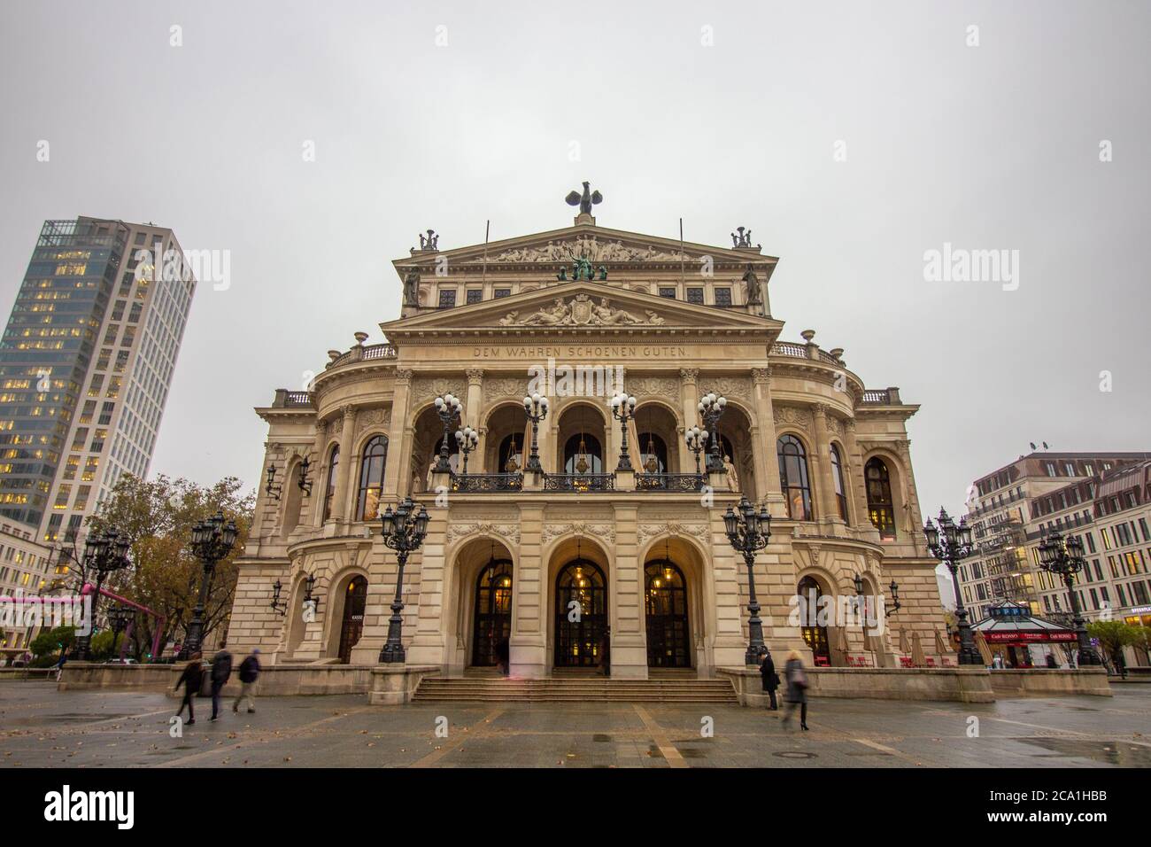 Frontal view of the old opera building at a rainy and cloudy day in ...