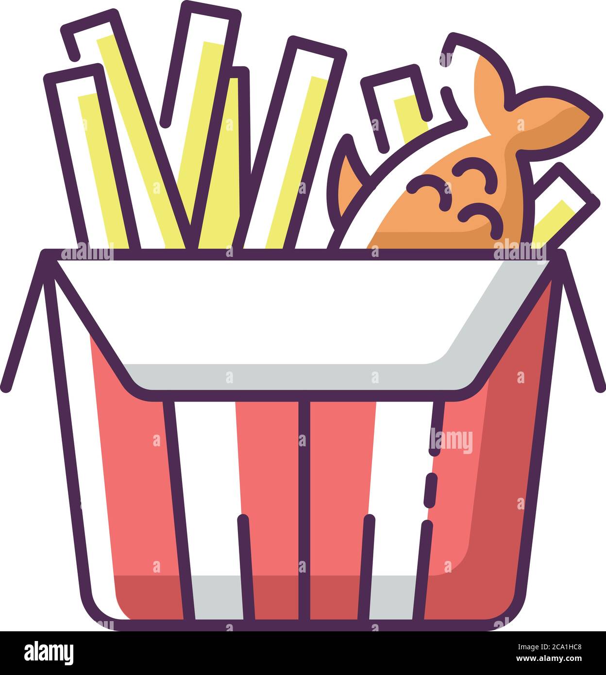 Fish and chips RGB color icon. British fast food. English take away ...