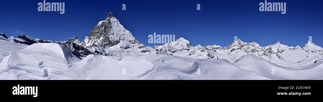 Panorama - View to the Matterhorn in Zermatt Switzerland Stock Photo ...