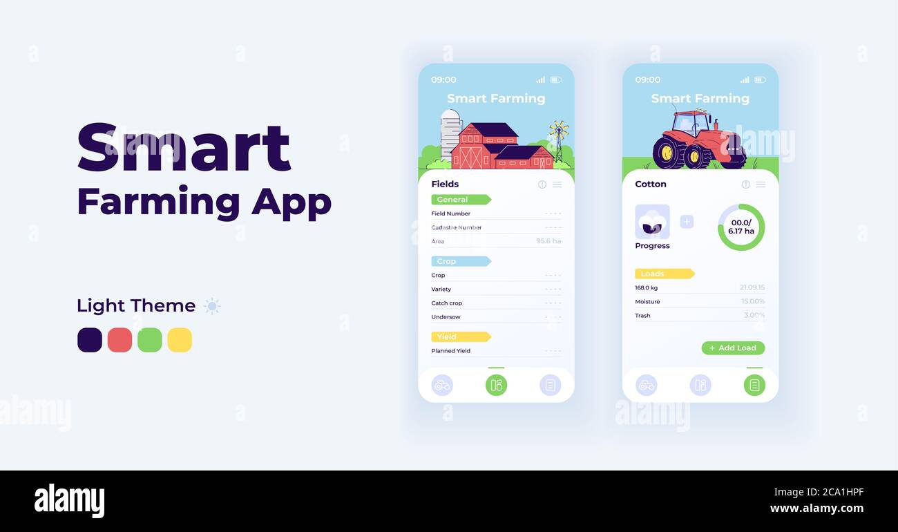Smart farming app cartoon smartphone interface vector templates set ... Smart farming app cartoon smartphone interface vector templates set ...
