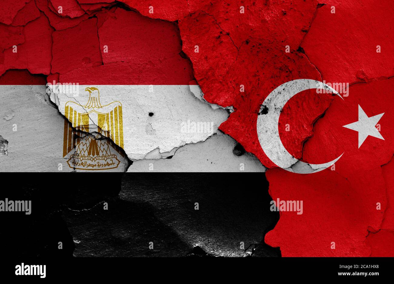 flags of Egypt and Turkey painted on cracked wall Stock Photo - Alamy