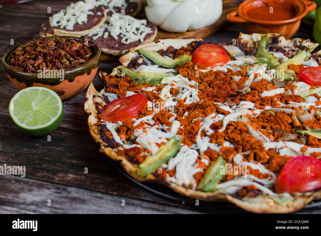 Tlayuda with cheese is A traditional Mexican food from Oaxaca Mexico ...