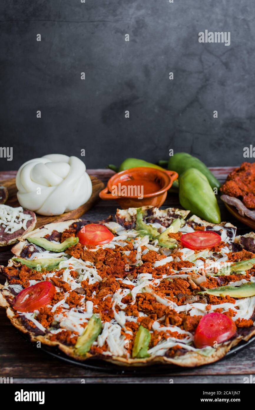Tlayuda with cheese is A traditional Mexican food from Oaxaca Mexico ...