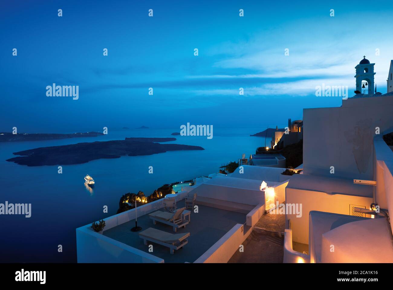 Santorini view from the sea hi-res stock photography and images - Alamy