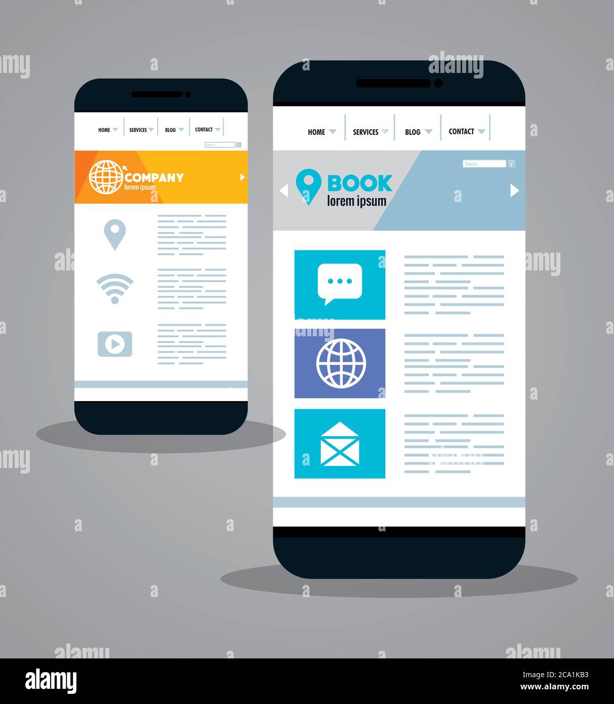 mockup responsive web, concept website development in different ...