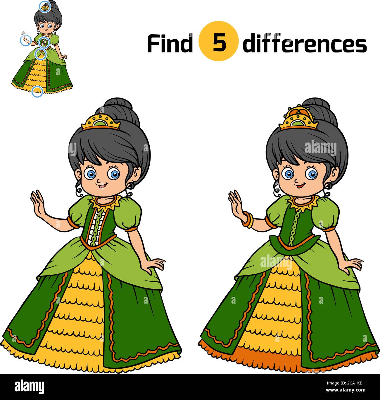 Find differences, education game for children, Princess Stock Vector ...