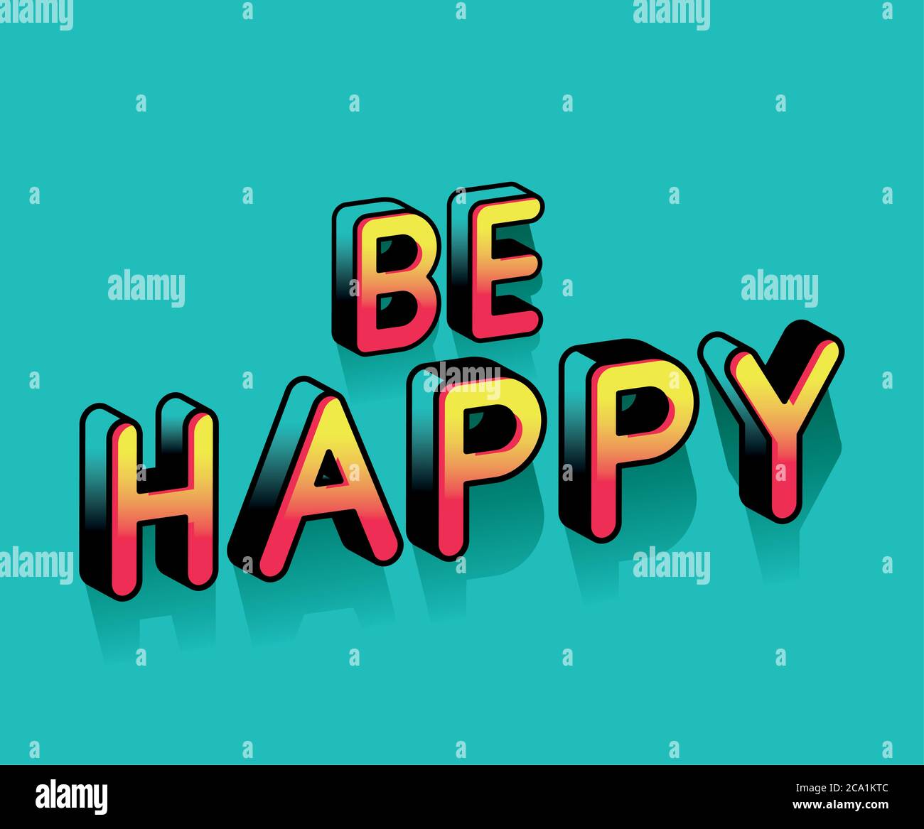 be happy lettering design, typography retro and comic theme Vector ...