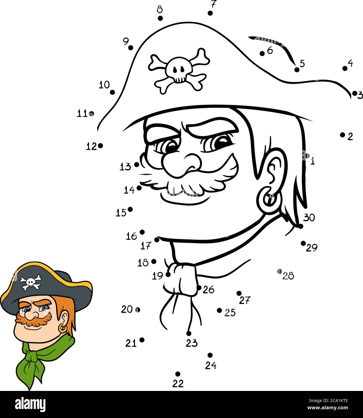Numbers game, education dot to dot game for children, Pirate Stock ...