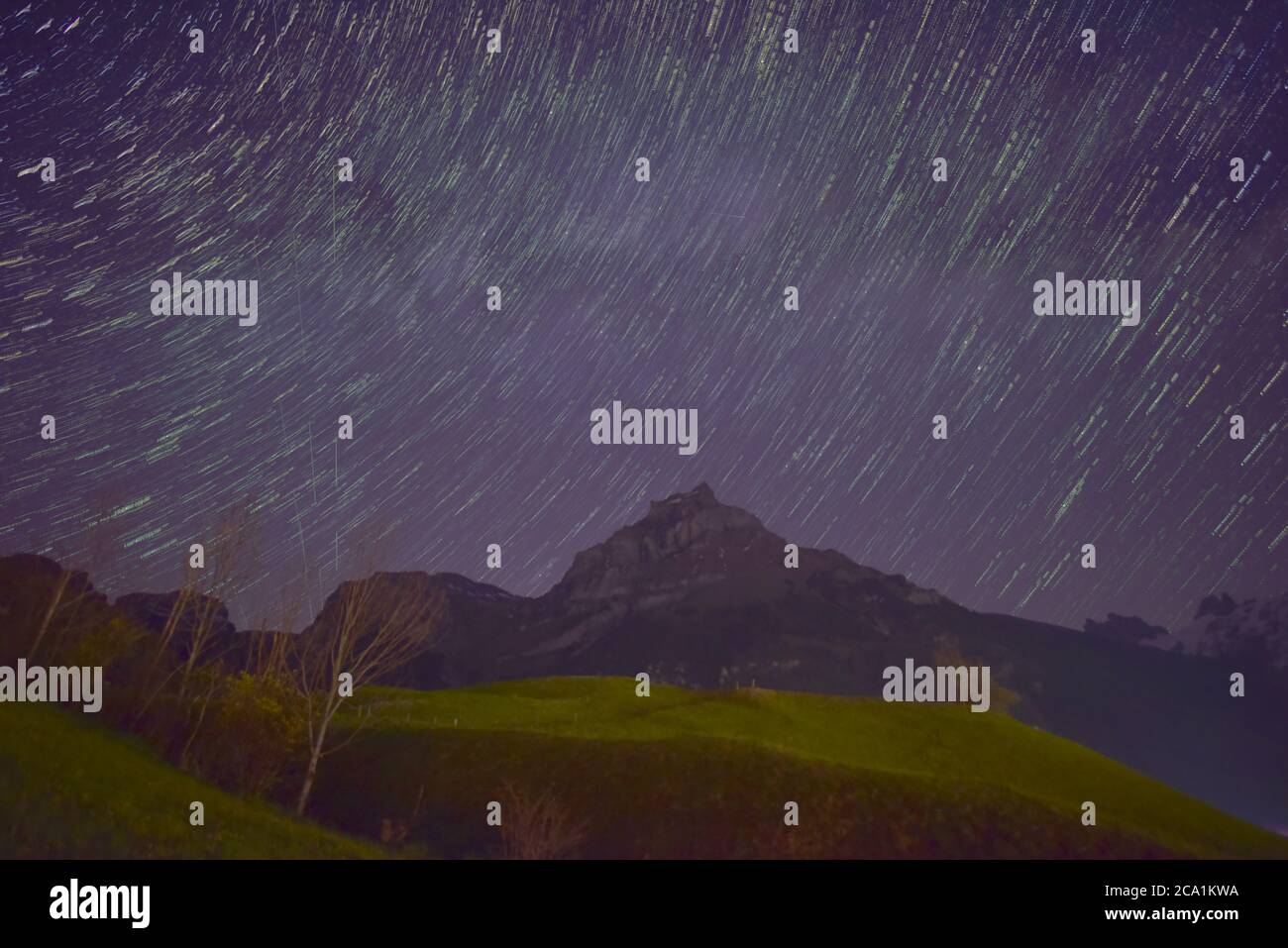 Startrail photograph - Hahnen in Engelberg, Switzerland Stock Photo - Alamy