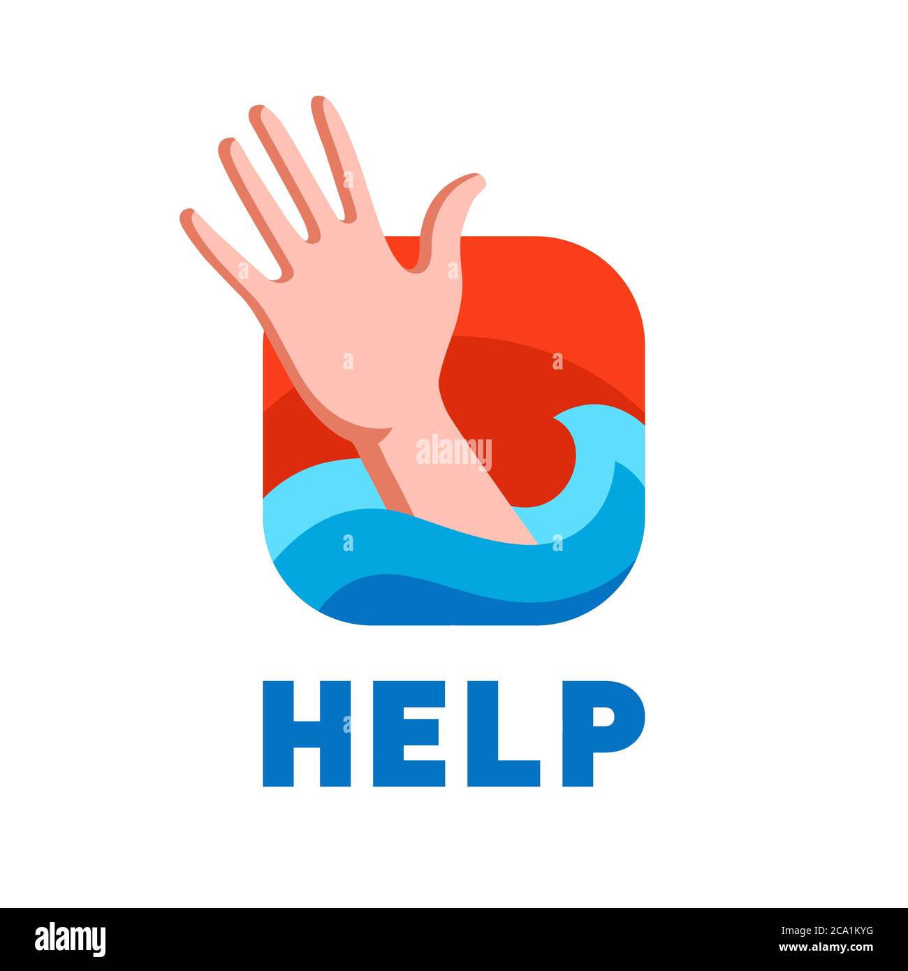 a drowning man asks for help. flat vector illustration Stock Vector ...