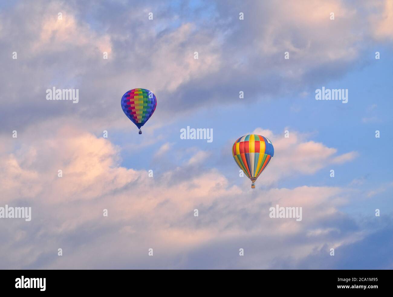 Two Hot Air Balloons on Nice Sky Stock Photo - Alamy