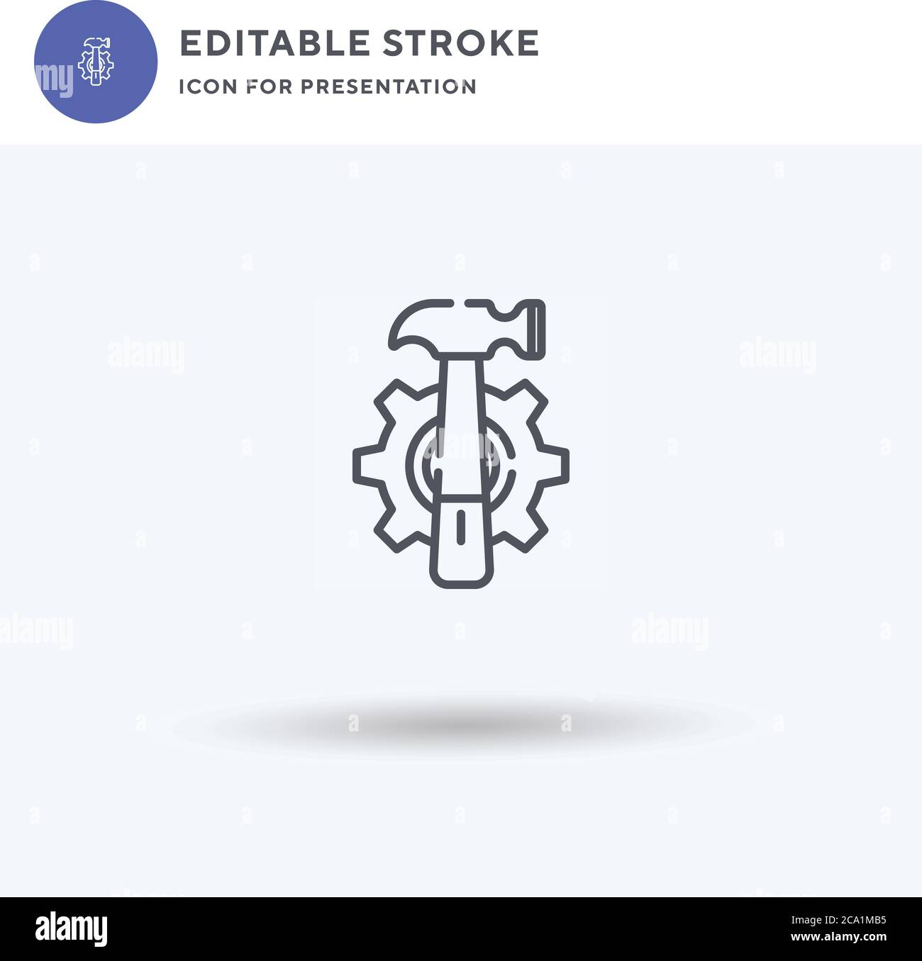 Hammer icon vector, filled flat sign, solid pictogram isolated on white ...