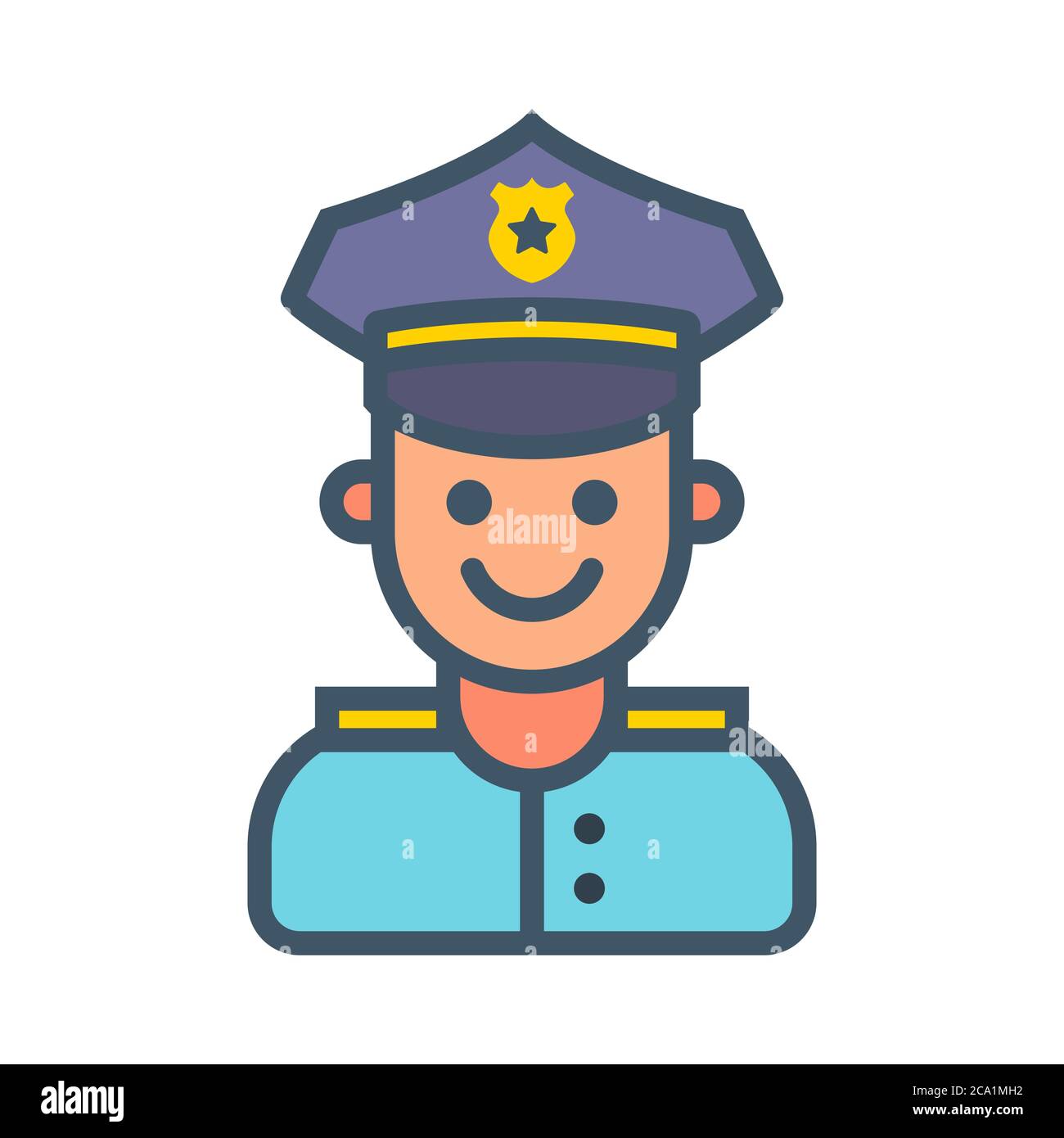 colored policeman icon on a white background. flat character vector ...