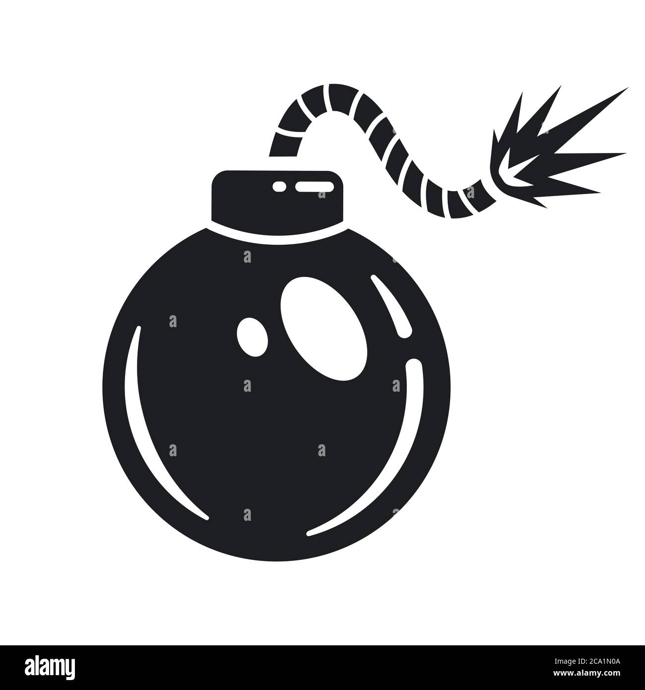 black bomb icon with burning wick. flat vector illustration Stock ...
