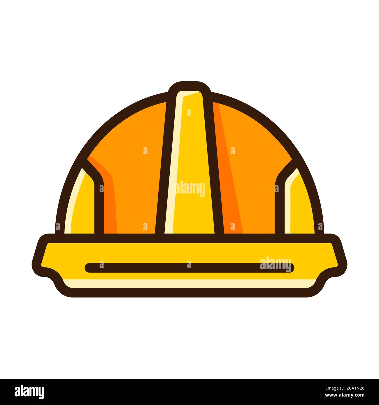 yellow construction helmet icon isolated on white background. flat ...