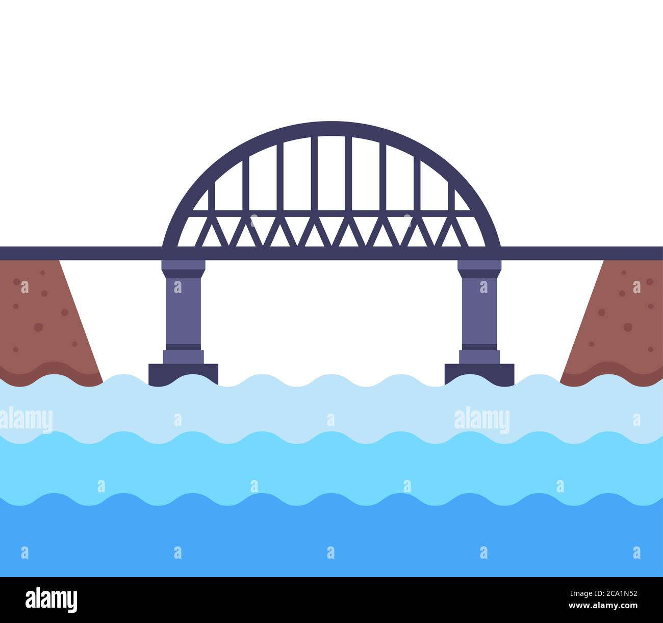 an iron bridge across the river to the other side. flat vector ...
