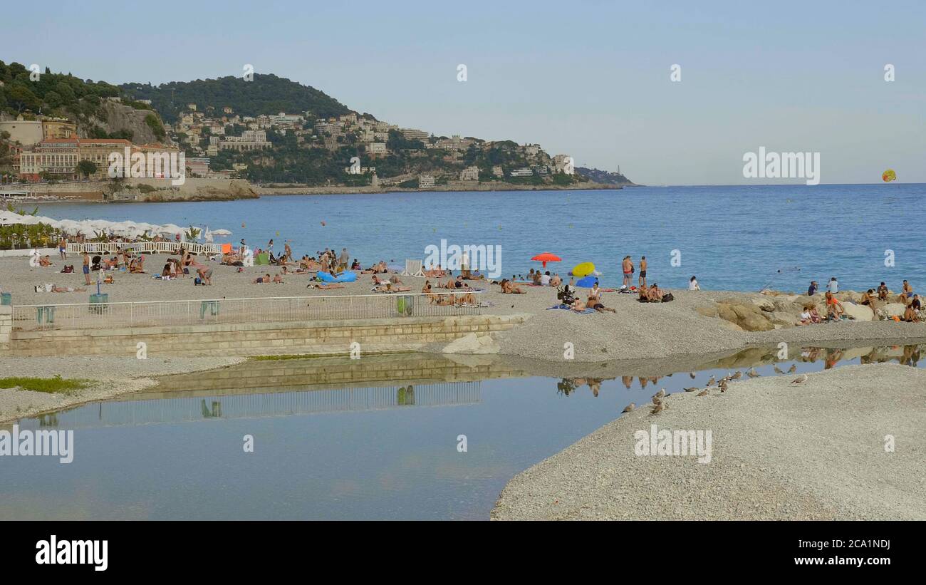 The Beaches and Beach Clubs in Nice - CITY OF NICE, FRANCE - JULY 10 ...