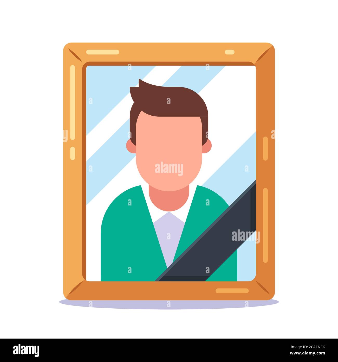 photo of a dead man with a black ribbon. flat vector illustration Stock ...