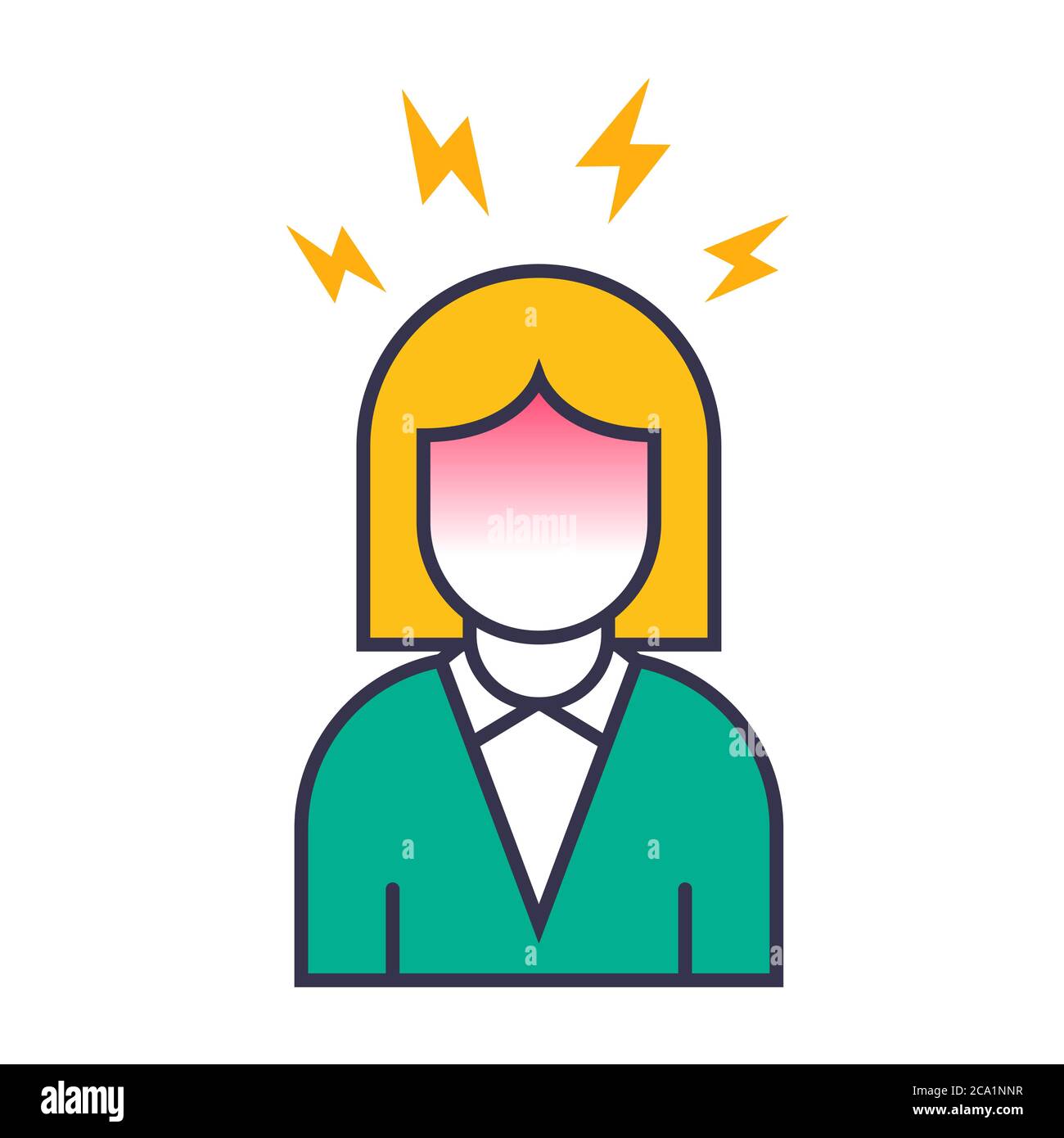 icon girl is having a headache. Flat vector illustration isolated on ...