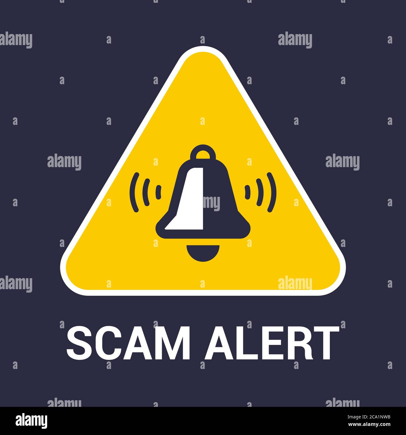 triangular yellow fraud warning sign. safe use of the internet. flat ...