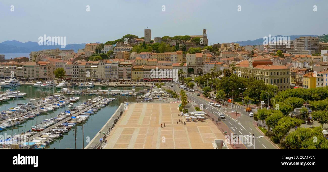 Aerial view over the Castle in Cannes - CITY OF CANNES, FRANCE - JULY ...