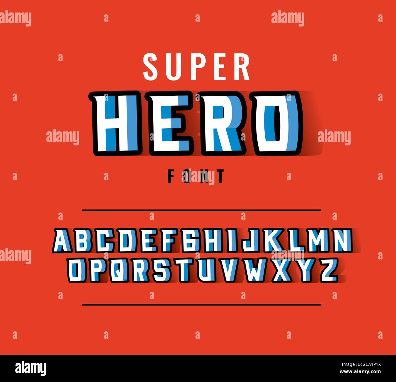 super hero font and alphabet design, typography retro and comic theme ...