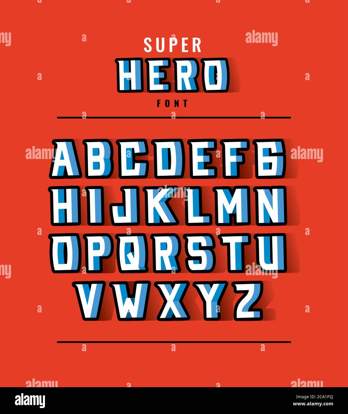 super hero font and alphabet design, typography retro and comic theme ...