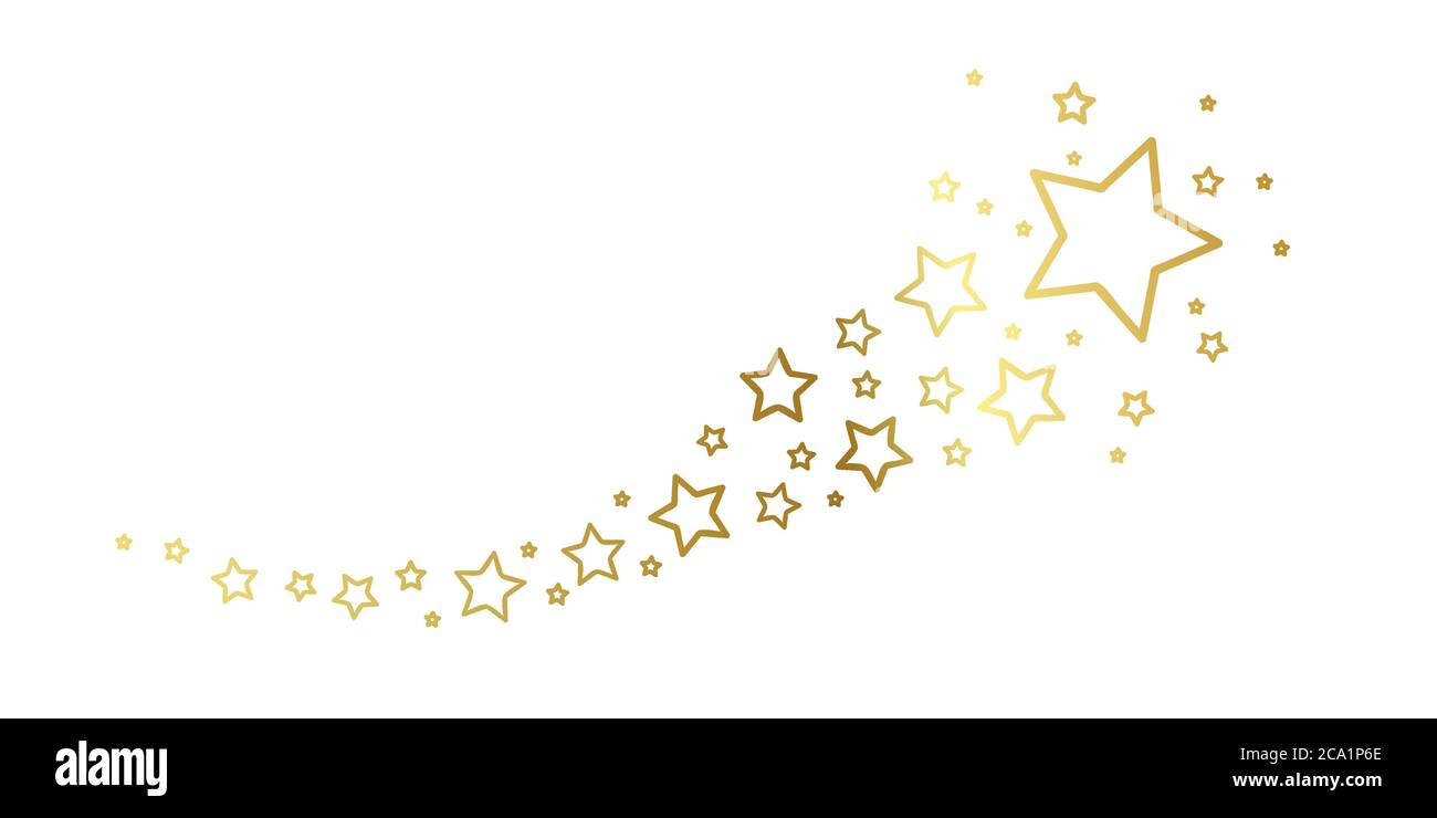 christmas golden falling star decoration isolated on white background ...