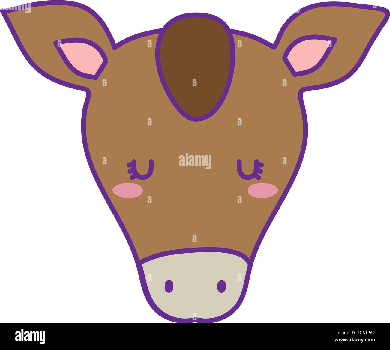 Cute donkey face cartoon line and fill style icon design, Animal zoo ...