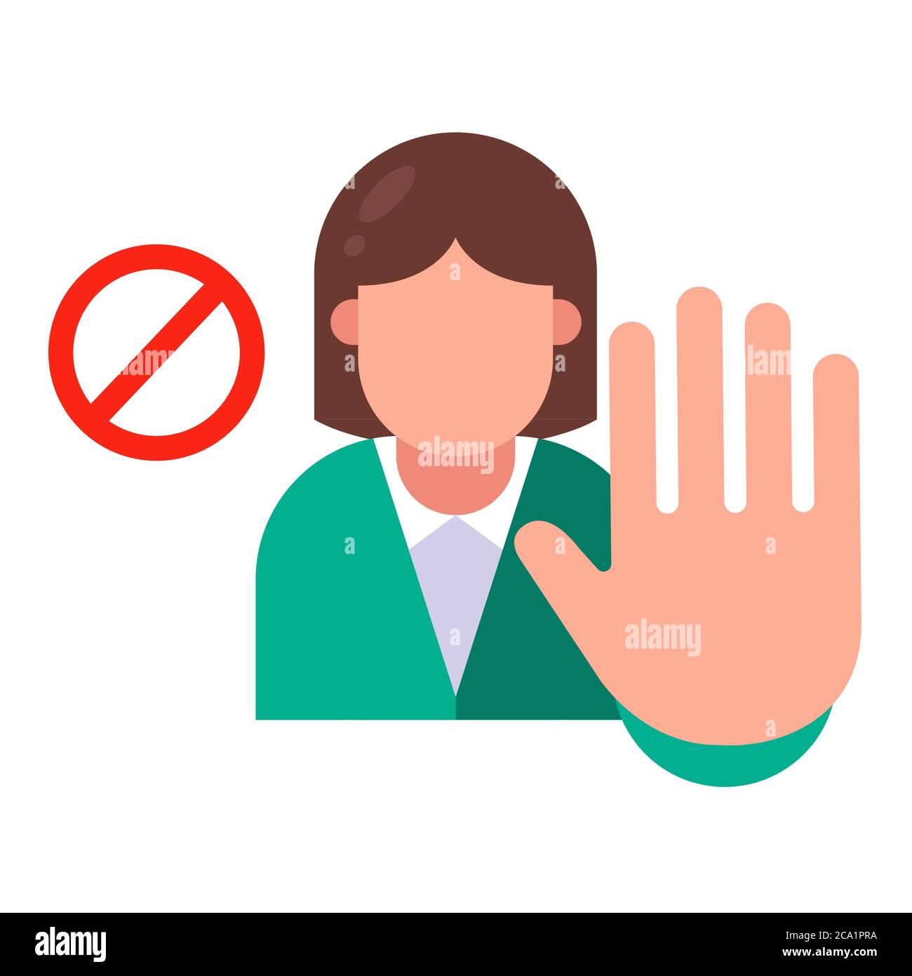 the girl says no. stop aggression. Flat character vector illustration ...