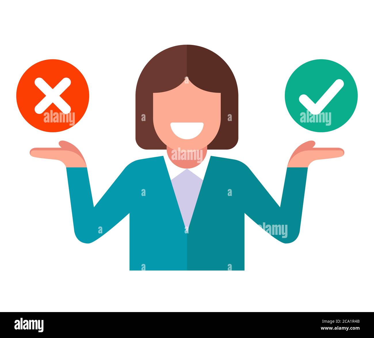 the girl chooses either yes or no. ponder your decision. Flat character ...