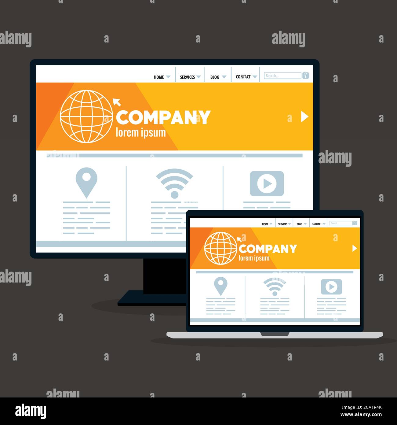 mockup responsive web, concept website development in desktop and ...