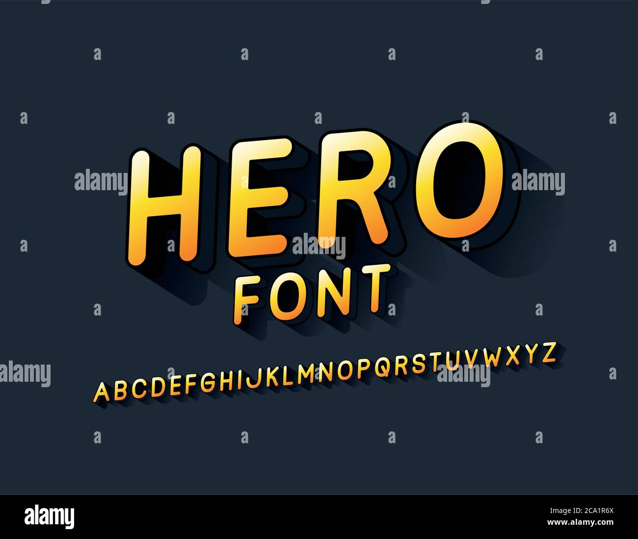 hero font and alphabet design, typography retro and comic theme Vector ...