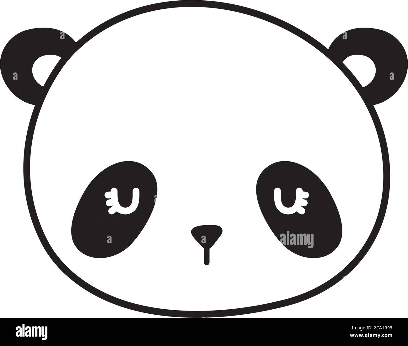 Cute panda bear face cartoon line style icon design, Animal zoo life ...
