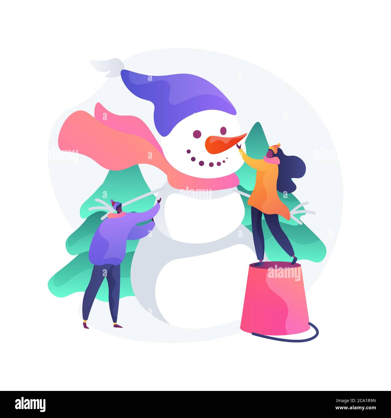 Building a snowman abstract concept vector illustration Stock Vector ...