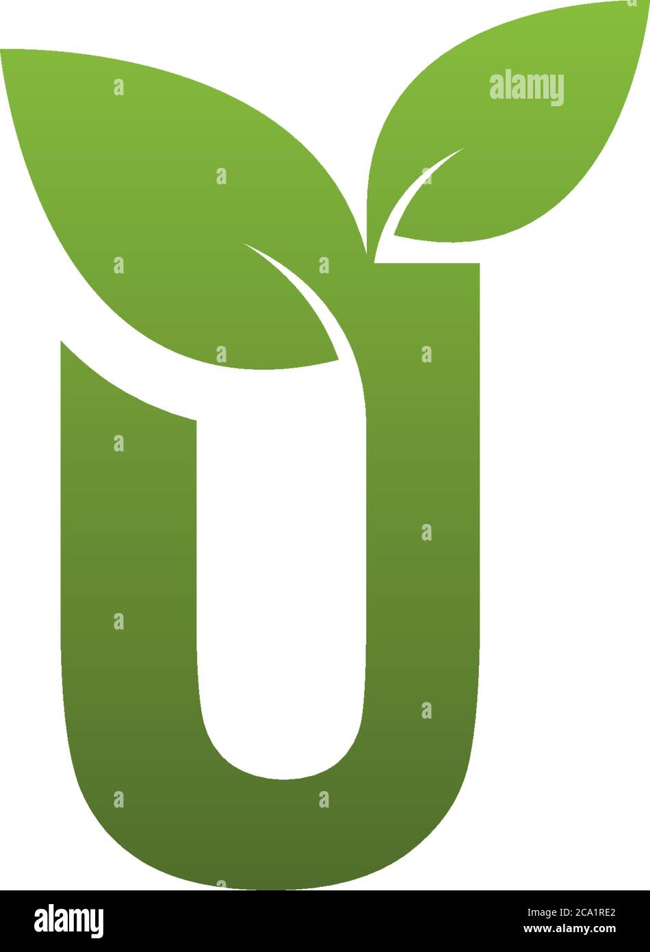 Letter U With green Leaf Symbol Logo Template Stock Vector Image & Art ...