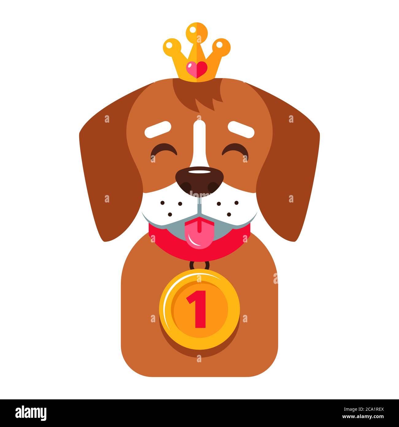 the dog won first place in the competition. Flat character vector ...