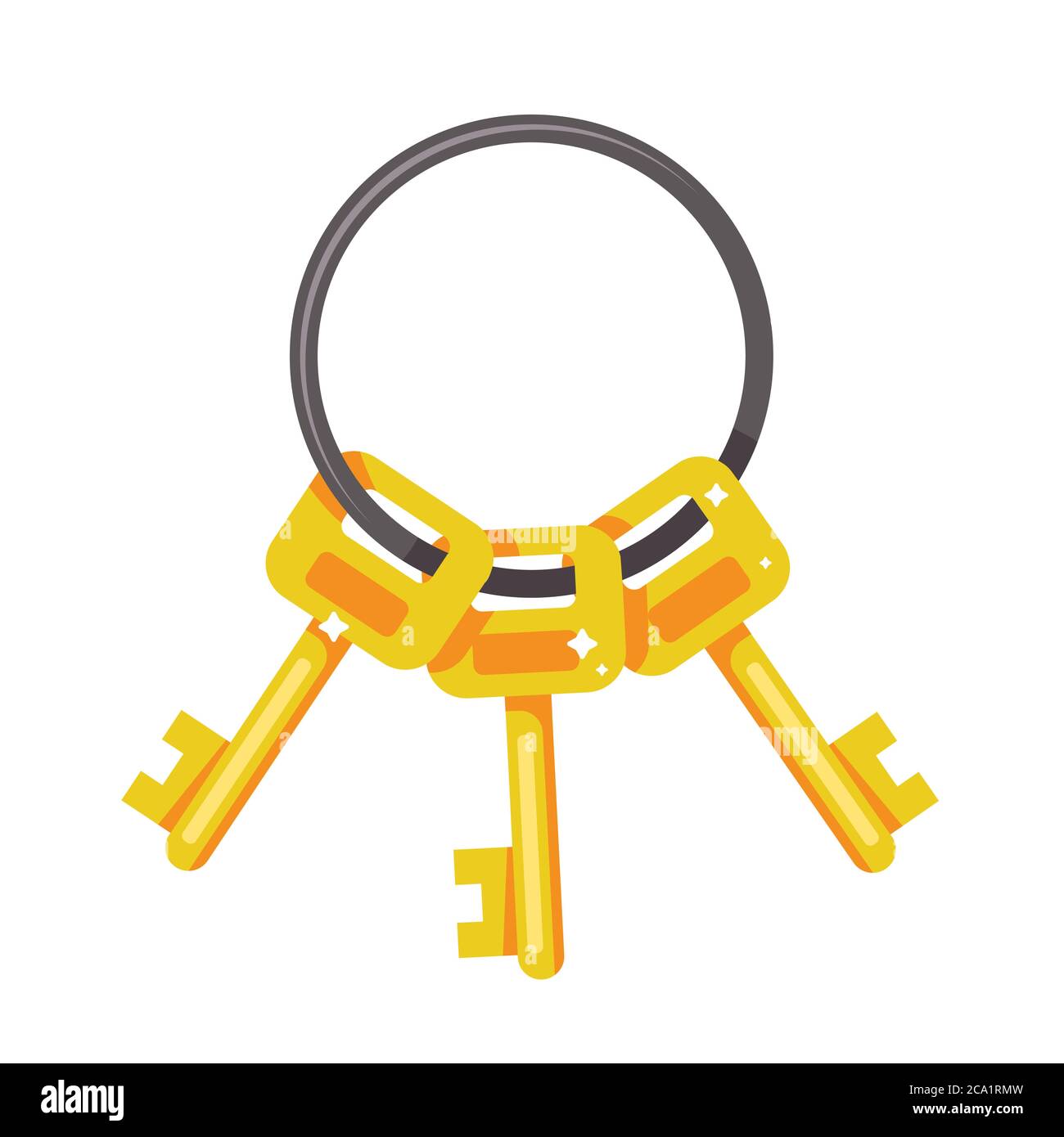 bunch of golden keys on a white background. flat vector illustration ...