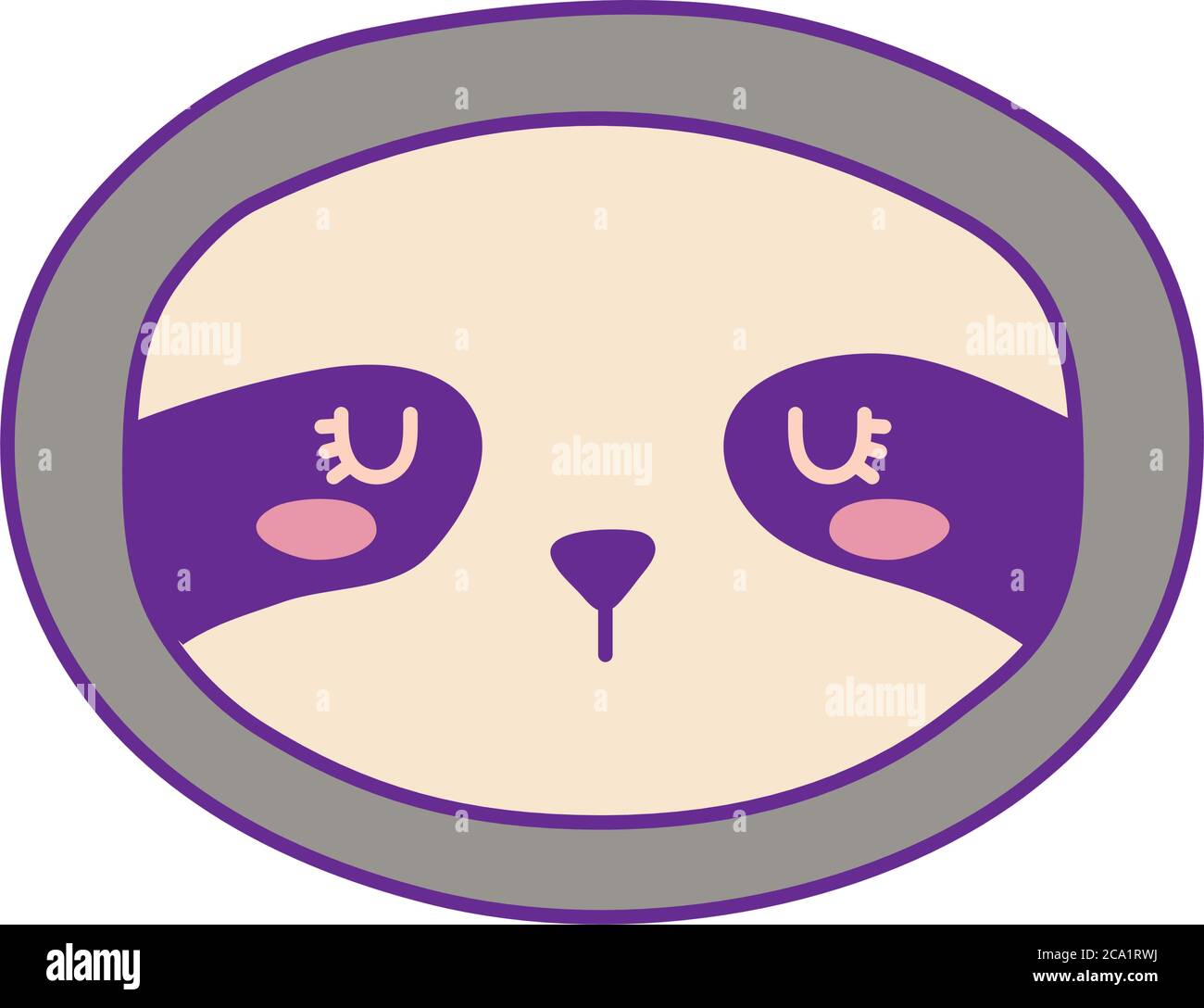 Cute sloth face cartoon line and fill style icon design, Animal zoo ...