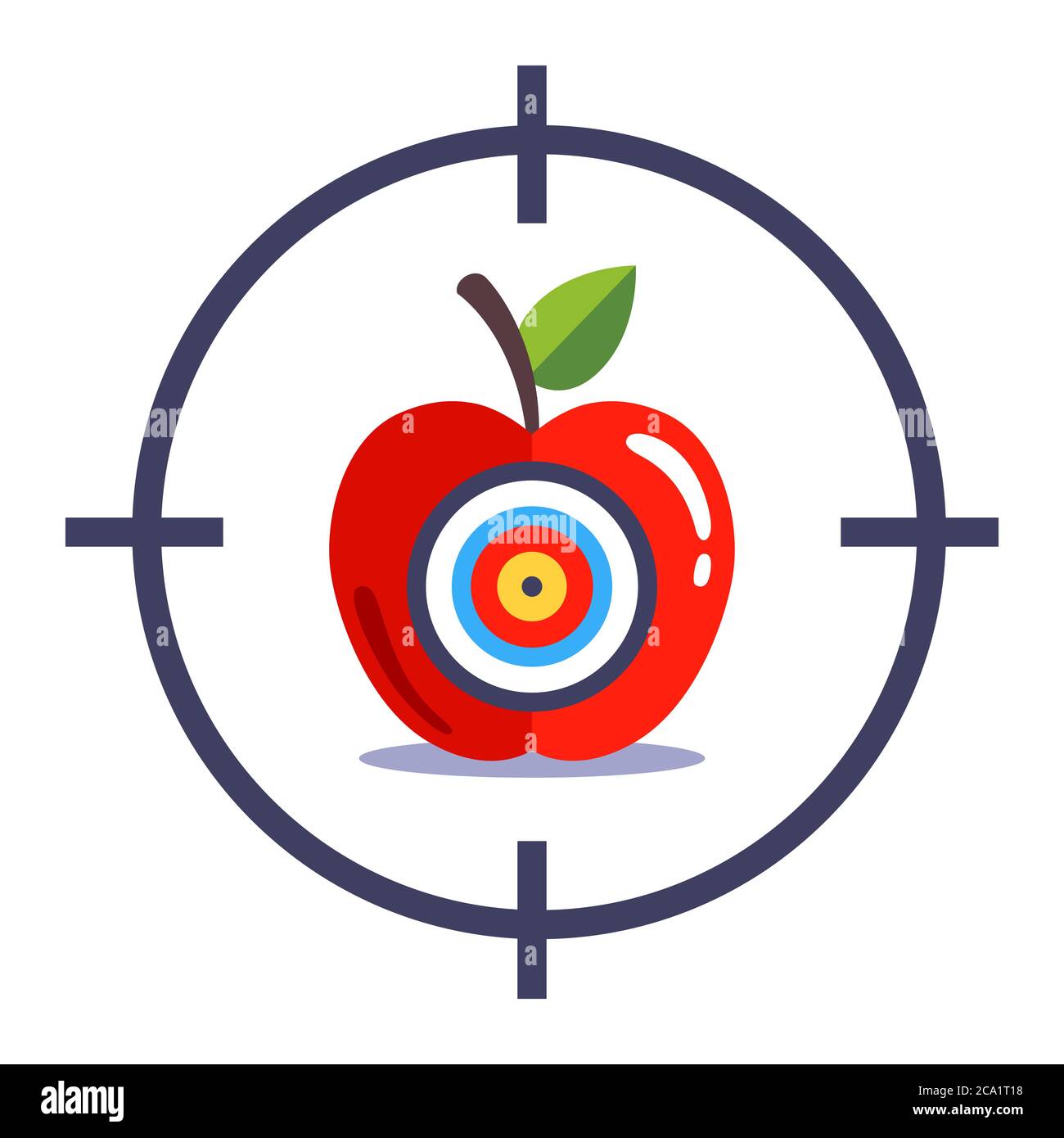 Aim and shoot the bullseye. hit exactly on target. Flat vector ...