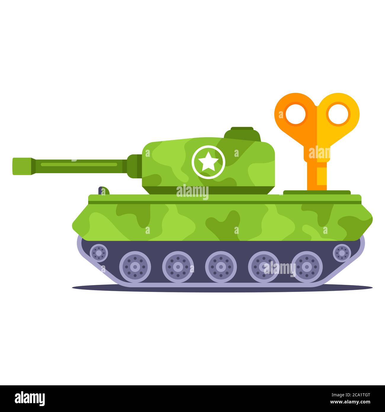 children clockwork tank on a white background. flat vector illustration ...