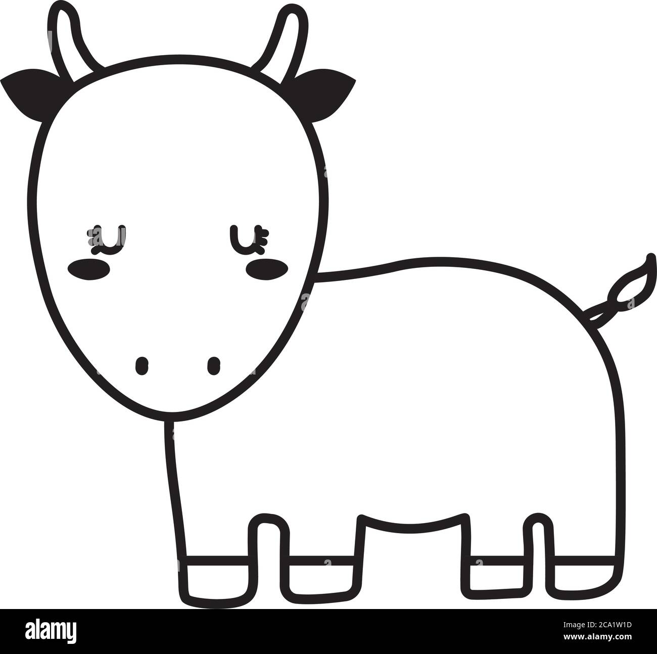 Cute bull cartoon line style icon design, Animal zoo life nature and ...