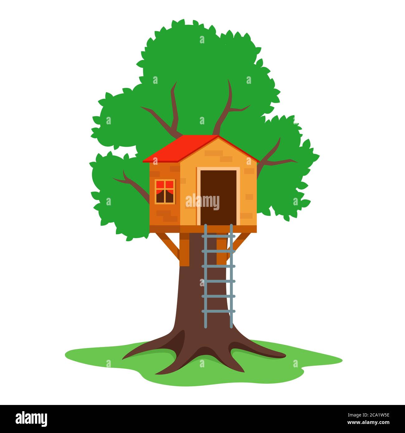 to build a wooden children treehouse. flat vector illustration Stock ...
