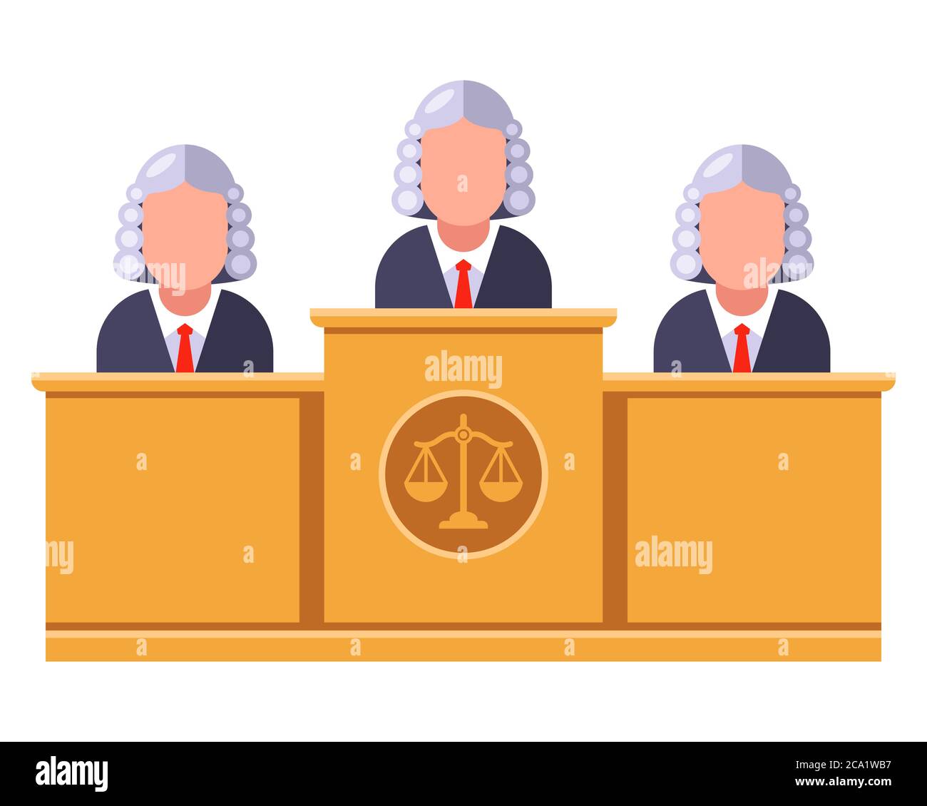 judges sit at a table and decide a criminal case. flat vector ...